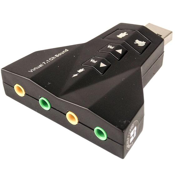 Adaptador Placa De Som 7.1 Usb P2 P3 Plug And Play - EXBOM - Placa de ...