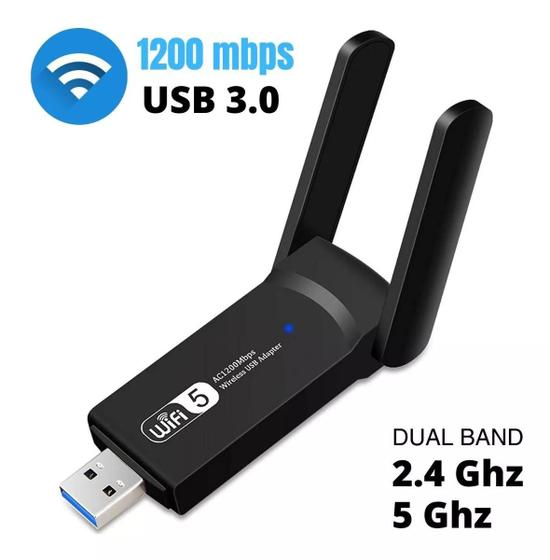 Adaptador Receptor Wireless Usb Wifi 1200mbps Pc E Note. - Realtek - Equipamento de Rede / Wi-Fi ...