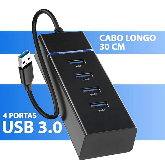 Adaptador Usb Regua Extensor 3.0 Hub 4 Portas P/ Pen Drive HD Mouse ...