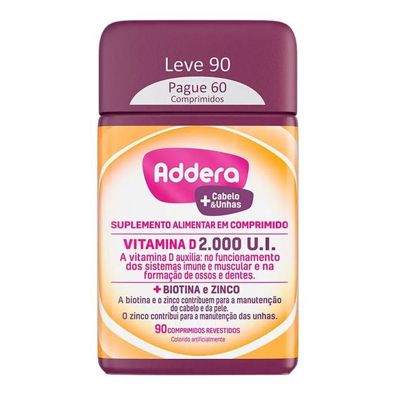 Addera +Cabelos E Unhas Vitamina D 2.000U.I. 90 Comprimidos - Vitaminas ...
