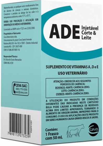 ADE injetável corte e leite - HERTAPE/CALIER - Vitaminas e Suplementos ...