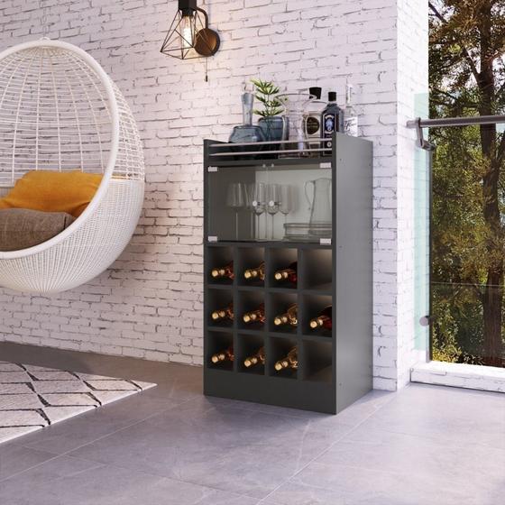 Adega Bar para 12 Garrafas 2 Portas de Vidro Retrô Genialflex - Adega ...