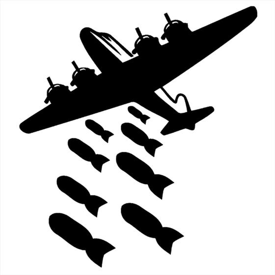 Adesivo de Parede 100x90cm - Avião Airplane Plane Bombs Bomb REF ...
