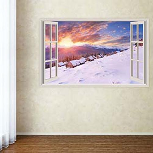 Adesivo De Parede Janela Falsa Paisagem Inverno 130X80Cm - Mix Adesivos ...
