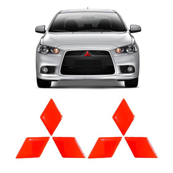 Adesivo Emblema Logo Resinado Mitsubishi Outlander Asx Lancer Vermelho ...