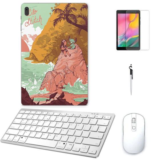 Adesivo Galaxy Tab S8 SM-X7068 Lilo Stitch /Tecl/Mou/Can/Pel Branco ...