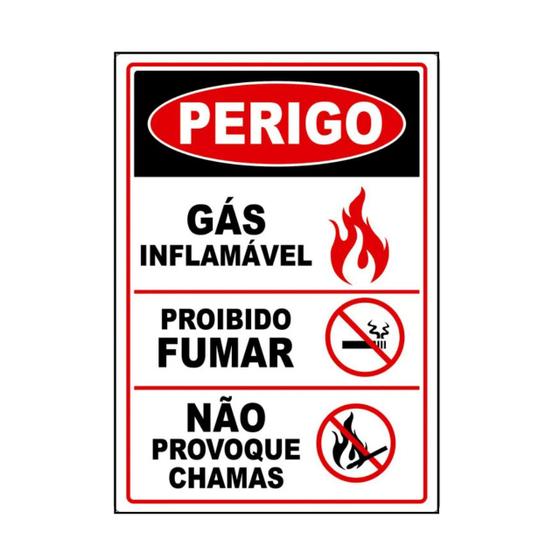 Adesivo Perigo Gás Inflamável Proibido Fumar Não Provoque Chamas - Teu ...