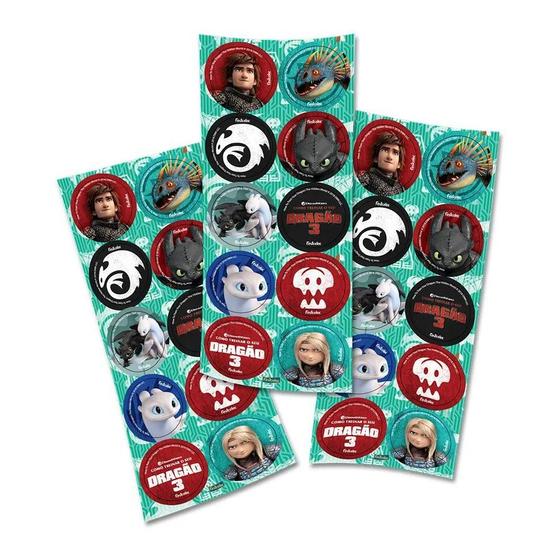 Adesivo Redondo - Como Treinar Seu Dragão - 30 Unidades - Festcolor ...