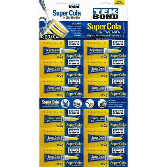Adesivo Super Cola 2g Cartela com 12 Peças Tekbond - Cola de Contato ...