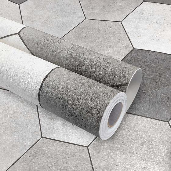 Adesivo Vinilico para Chão Texturizado Hexagono Cinza - Open Star ...