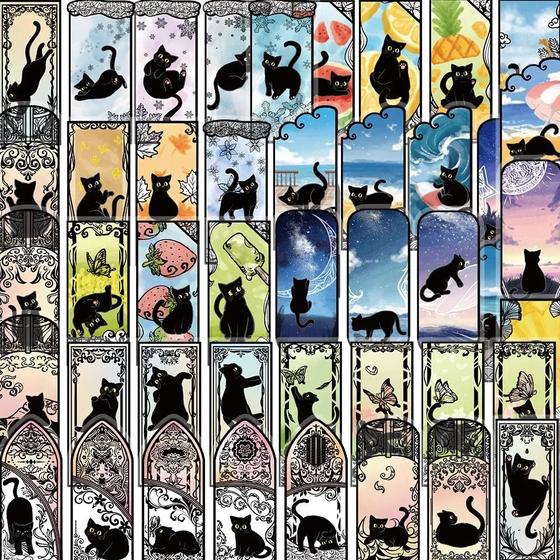 Adesivos De Desenho Animado De Gato Preto Gótico Escuro 50 Peças ...