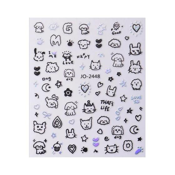 Adesivos De Unhas De Cachorro E Gato De Desenho Animado 3D Fofos Kawaii ...