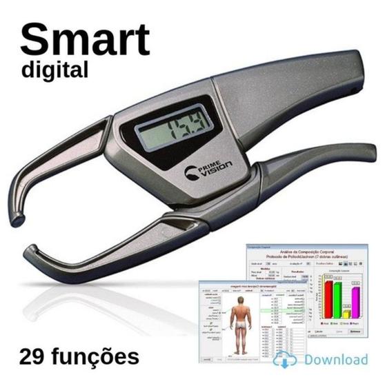 ADIPÔMETRO CIENTÍFICO DIGITAL SMART CINZA ( 29 Funções ) COM SOFTWARE ...