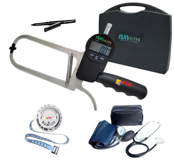 Adipômetro plicômetro ciêntifico digital + medidor de pressão software ...