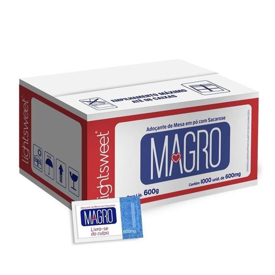 Adoçante de Mesa Magro Tradicional Caixa com 1000 x 0,6G - Lowçucar ...