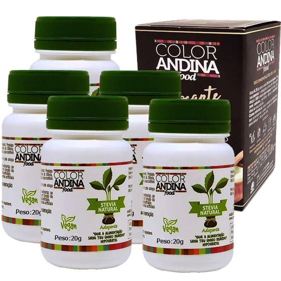 Adoçante em Pó 100% Natural Stevia 20g Color Andina Kit x5 - Color ...