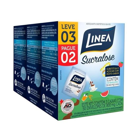 Adoçante Linea Sucralose em Pó Sachê 0,8g Embalagem com 50 Unidades ...