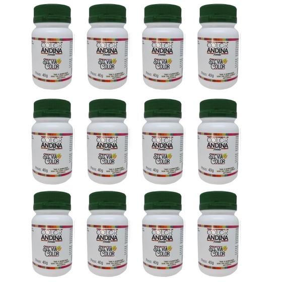 Adoçante Stévia 40g Color Andina 100% Natural 12 Potes - Color Andina ...