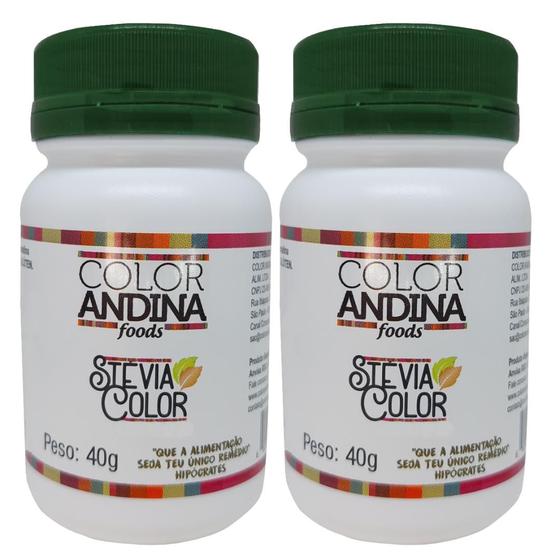 Adoçante Stevia Color Andina Food, 2 potes 40g - 100% natural sem sabor ...