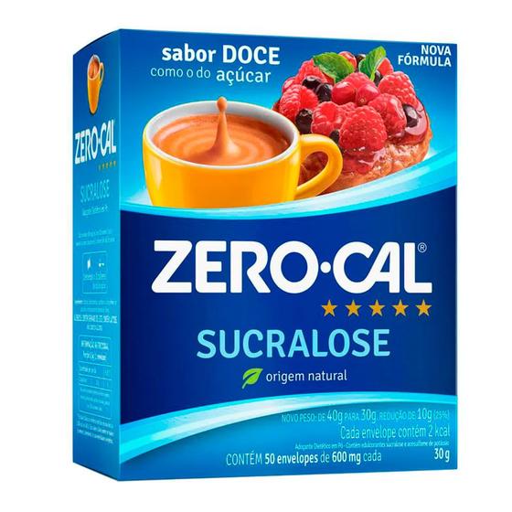 Adoçante Zero Cal Sucralose Pó com 50 Sachês - Zerocal - Adoçante ...