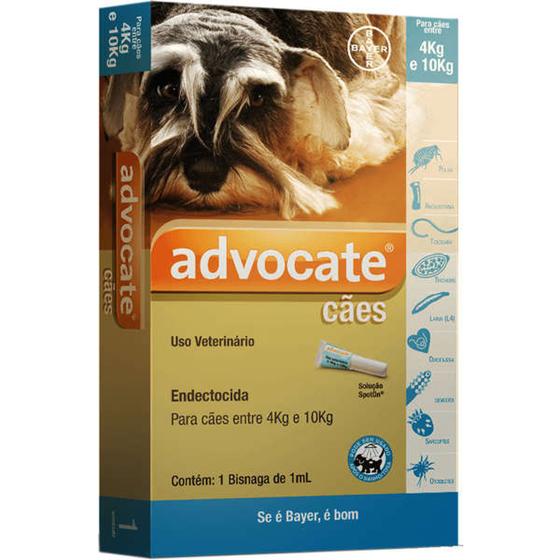 Advocate Elanco 1,0 mL para Cães de 4 Kg até 10 Kg - 1 Bisnaga ...