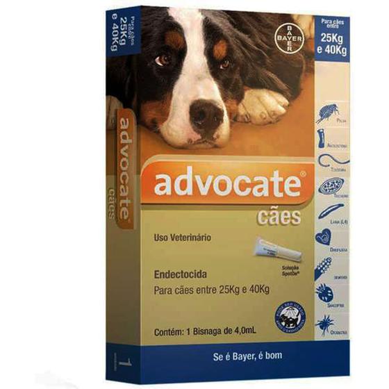 Advocate Elanco 4,0 mL para Cães de 25 Kg até 40 Kg - 1 Bisnaga ...