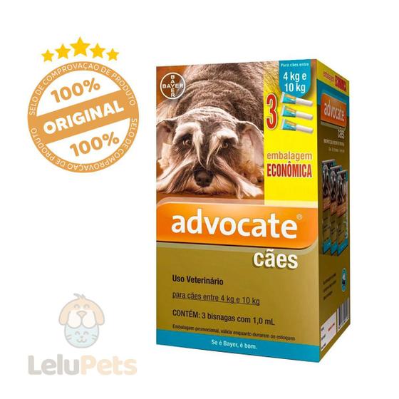 Advocate Elanco Antipulgas para Cachorro 4 à 10kg Kit com 3 - Antipulga ...