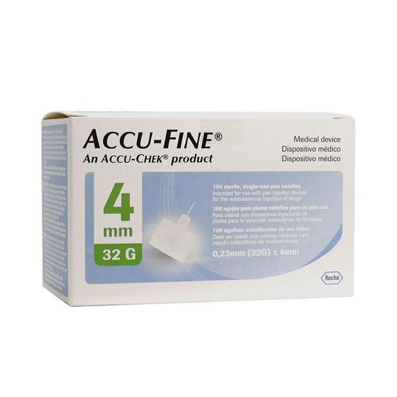Agulhas para Caneta Accu-Fine Pen Needle 4mm 32g com 100 Unidades ...