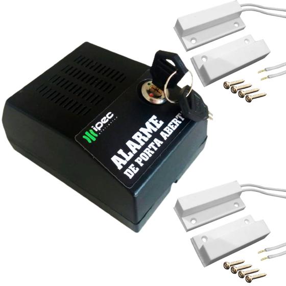 Alarme Indicador Portão Porta Aberta + 2 Sensor Magnético Sobrepor com ...