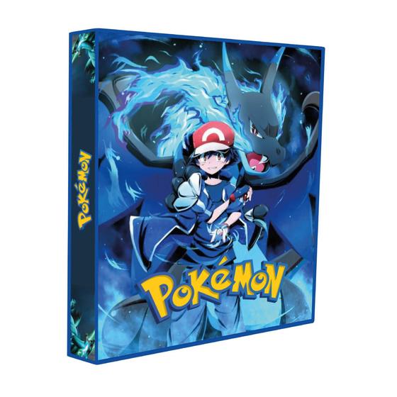 Álbum Pasta Fichário Pokémon Ash e Mega Charizard Capa Dura Reforçardo ...