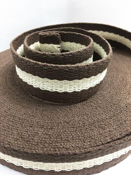 Alça de Algodão Reforçada 3 cm Marrom com faixa Cru - MW 433 - Marwan ...