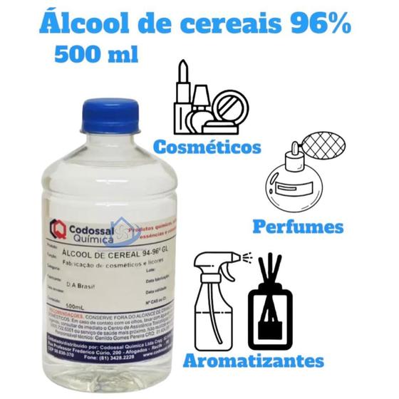 Álcool De Cereais Concentrado 96% 500ml Fórmula para Aromatizantes ...