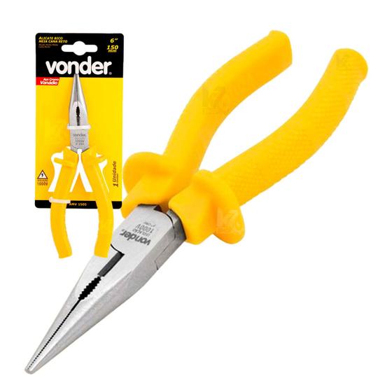 Alicate Bico Meia Cana Reto Vonder Longo 6 Polegadas com Isolamento de 1000Volts Profissional ...