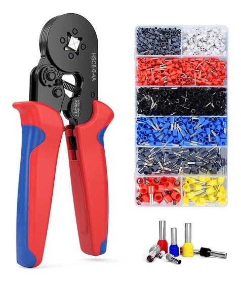 Alicate Cripador Prensa Terminal Tubular Ilhos Com Kit 1200 Ferrules ...