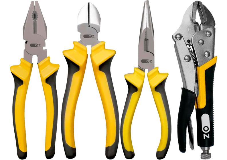 Alicate Universal Bico Corte E Pressão Kit Jogo De 4 Peças - Oz - Jogo ...