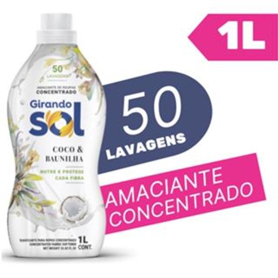 Amaciante Concentrado Girando Sol 1 Litro Branco Coco e Baunilha ...