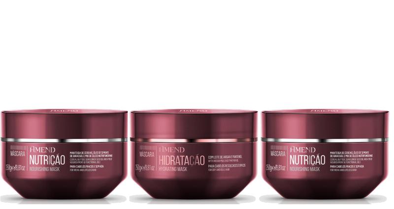 Amend Máscara Kit Essenciais Cronograma 250g (Nutrição, Hidrtação ...