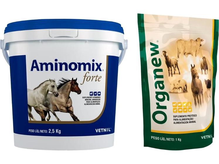 Aminomix Forte 2,5 Kg + Organew 1kg - Vetnil - Vitaminas e Suplementos ...