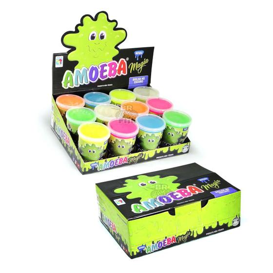 Amoeba Kit Com 12 Brilha No Escuro Massinha Slime Brinquedo - Asca Toys ...