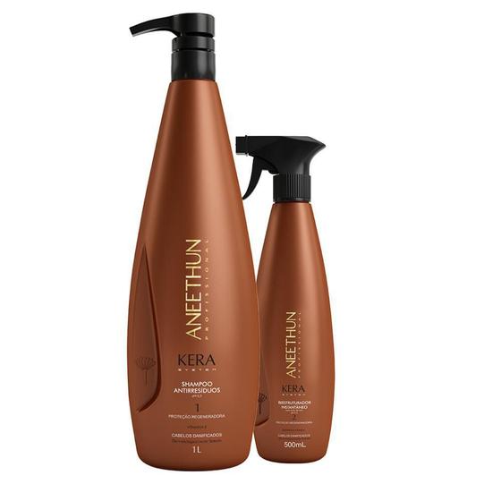 Aneethun Kera System Reestruturador E Shampoo Antirresíduos - Kit de ...