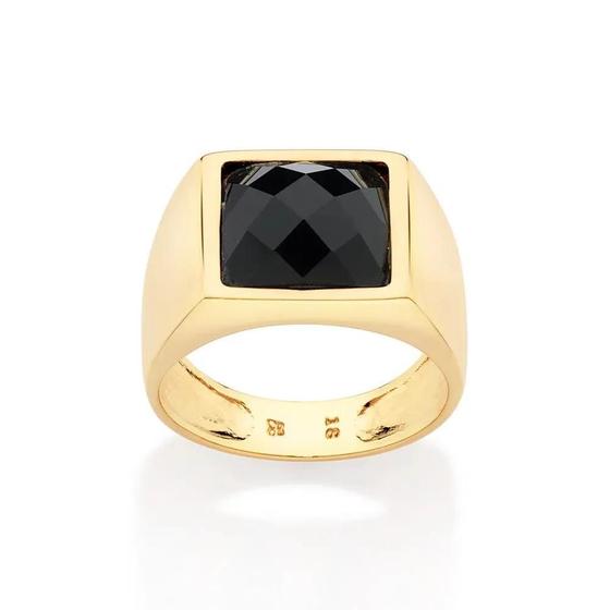 Anel banhado ouro 3x 24k 18k e 22k masculino rommanel 18k com pedra ...