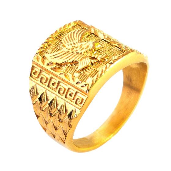 Anel Masculino Águia Dourado de Aço Inoxidável - Balderman - Anel ...