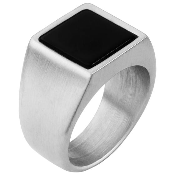 Anel Masculino Pedra Ônix Preta de Aço Inoxidável - Balderman - Anel ...