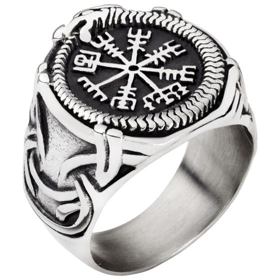 Anel Masculino Viking Bússola Vegvisir Nórdico de Aço Inoxidável ...