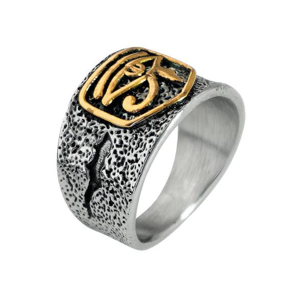 Anel Olho de Hórus Egípcio Masculino de Aço Inoxidável - Balderman ...