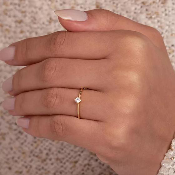 Anel Solitário de Noivado Ouro 18k - Sheju Joias - Anel - Magazine Luiza