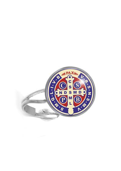 Anel Vade retro Satana Medalha de São Bento VRSNSMV SMQLIVB Unissex e ...