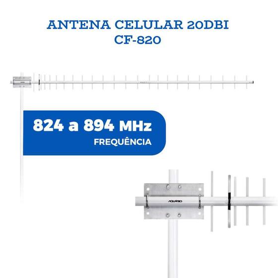 Antena Celular Externa 850 MHz 3G com Ganho de 20 DBI Aquário - CF-820 - Antena para Telefone ...
