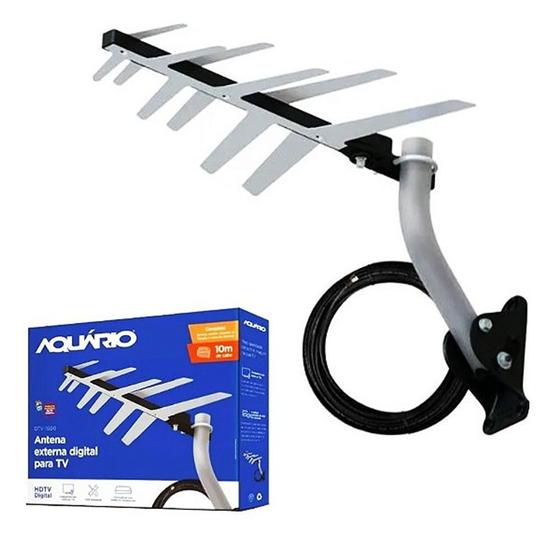 Antena Digital de TV Externa com suporte e Cabo 10 Metros DTV-1500 ...