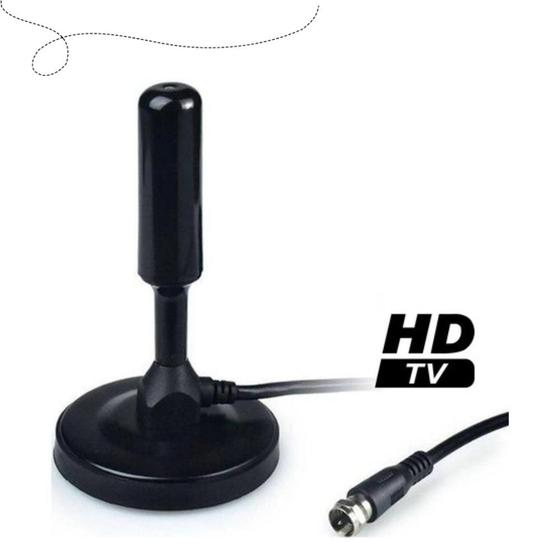 Antena Digital HDTV 3.0 dbi Interna Externa C/ Imã e 3 metros de Cabo ...